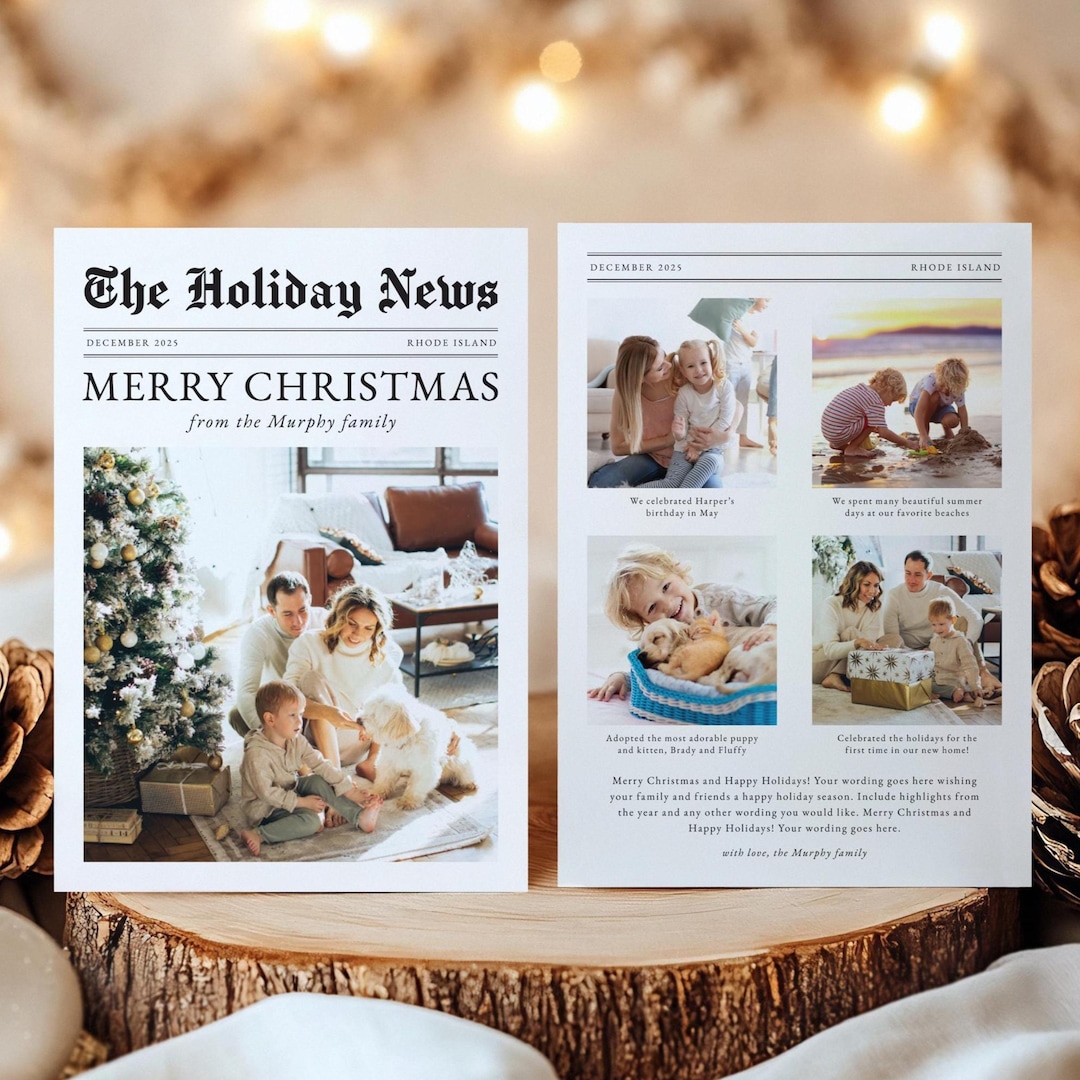 Printable Christmas Newsletter Card, Year in Review Family Photo ...