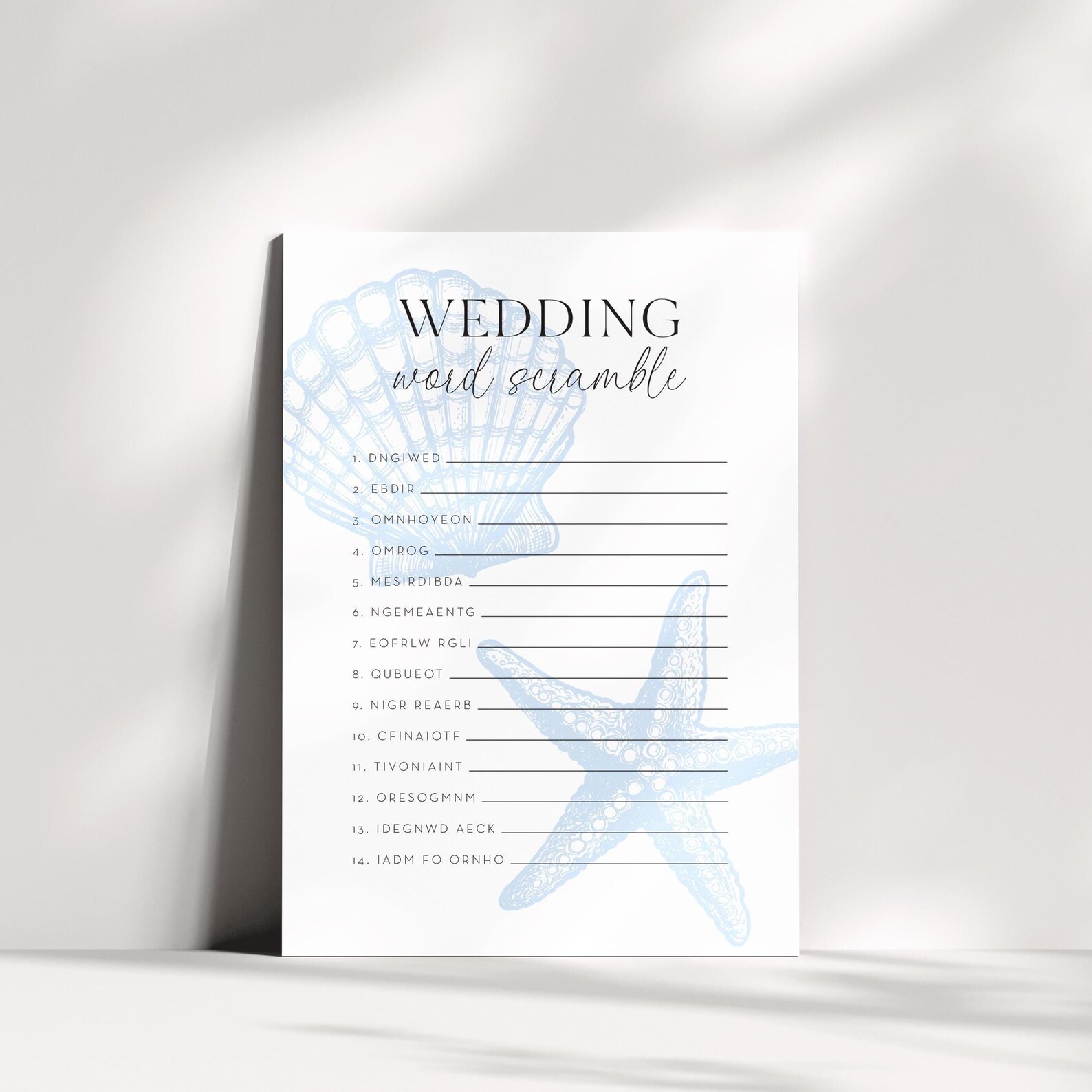 Beach Wedding Word Scramble Game: Bridal Shower Activity (printable PDF ...