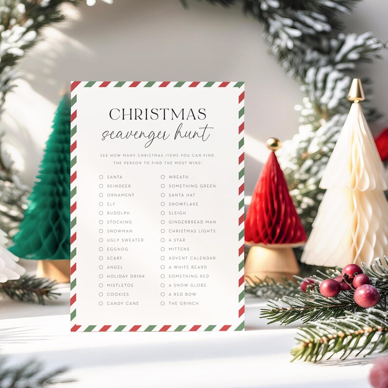 Printable Christmas Party Game, Scavenger Hunt Holiday Party Game ...