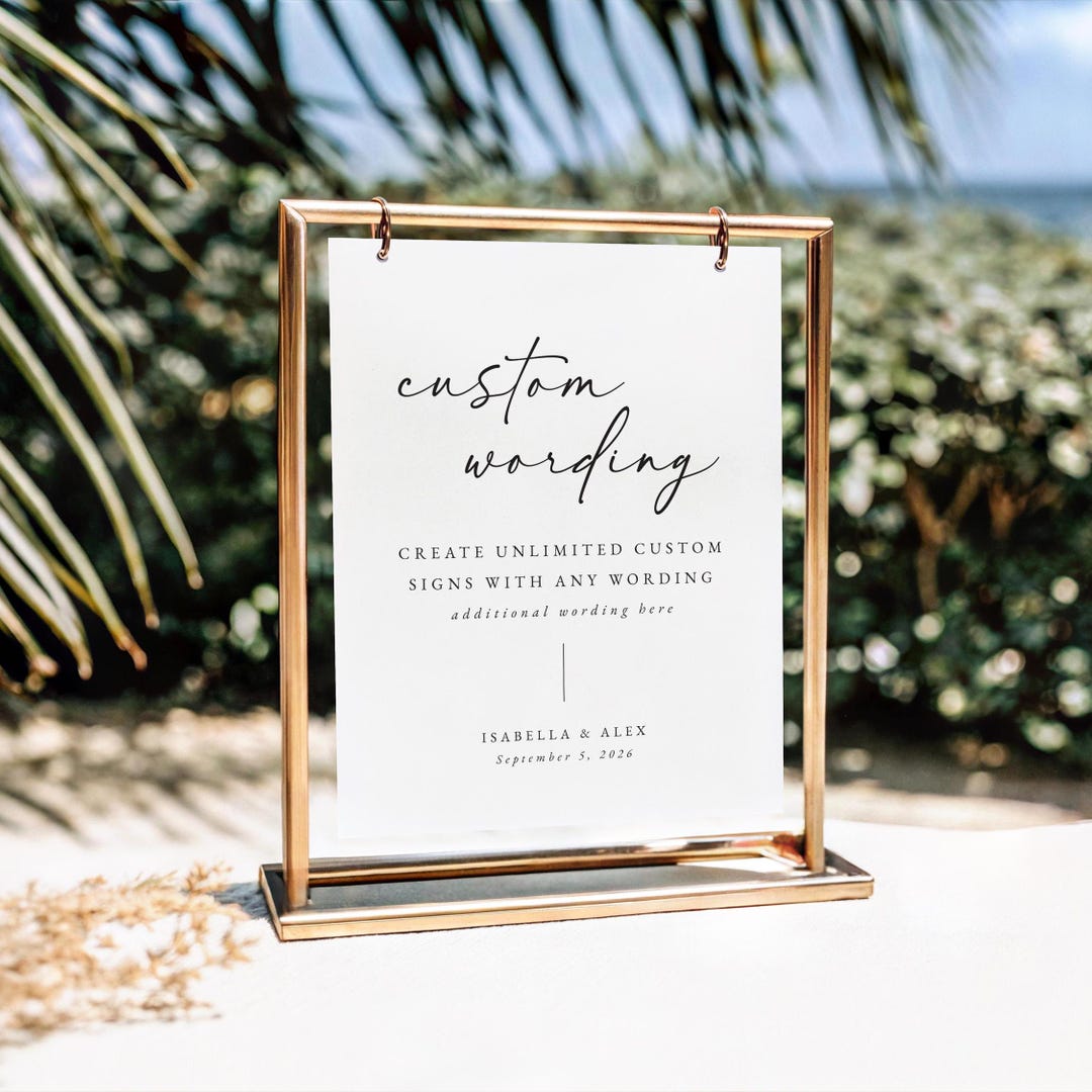 Custom Wording Wedding Sign Template: Minimalist Editable Reception ...