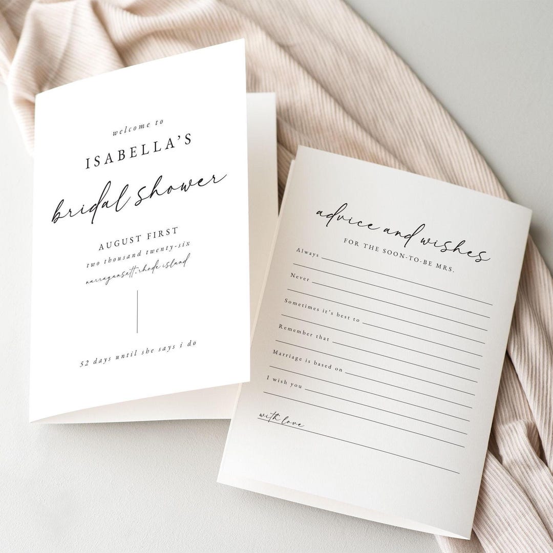Modern Bridal Shower Game Booklet Template: Isabella Design (digital ...