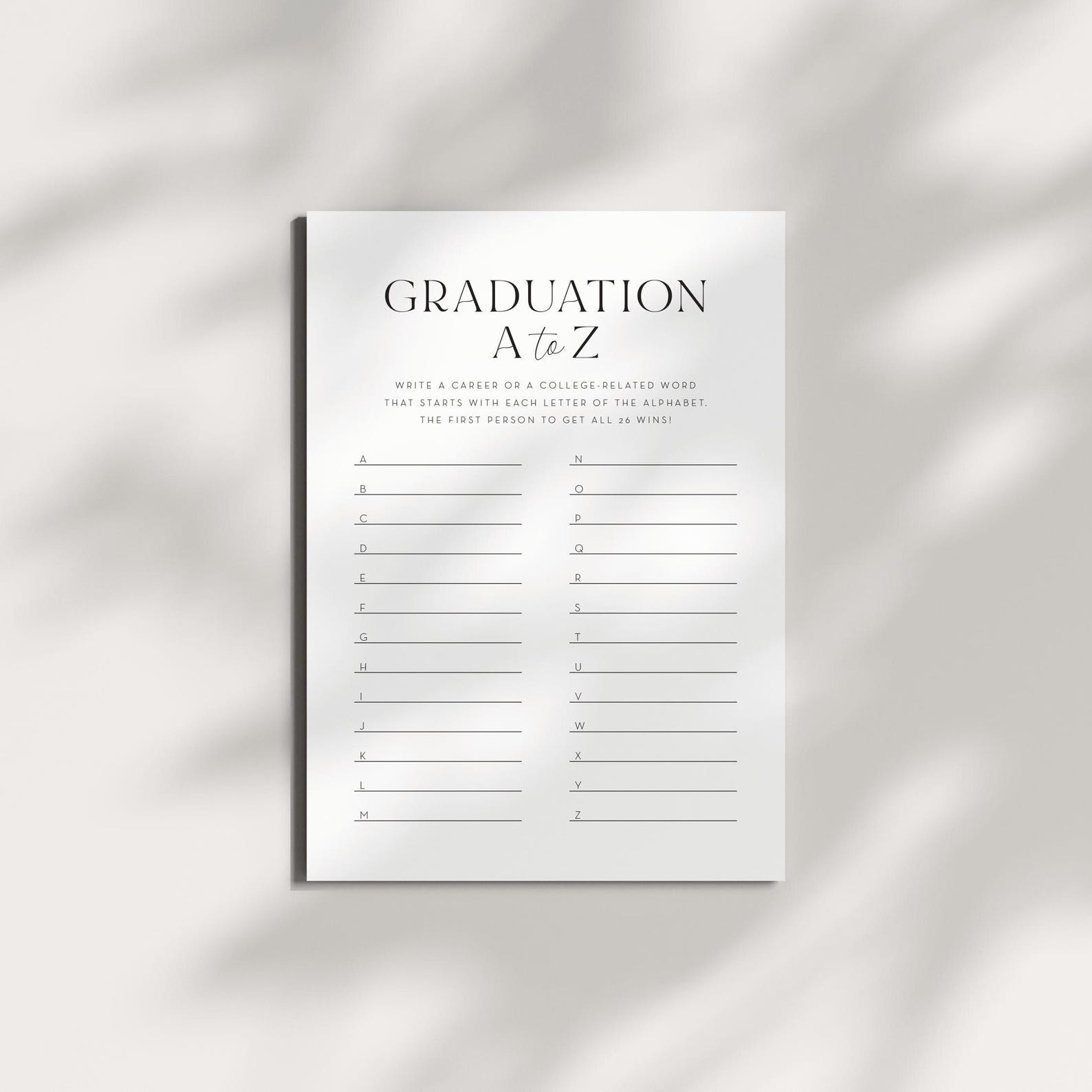 Graduation A to Z Game: Fun Grad Party Activity (digital Download) - Etsy