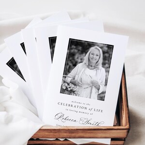 Printable Funeral Program Template - Folded Minimalist Celebration of ...