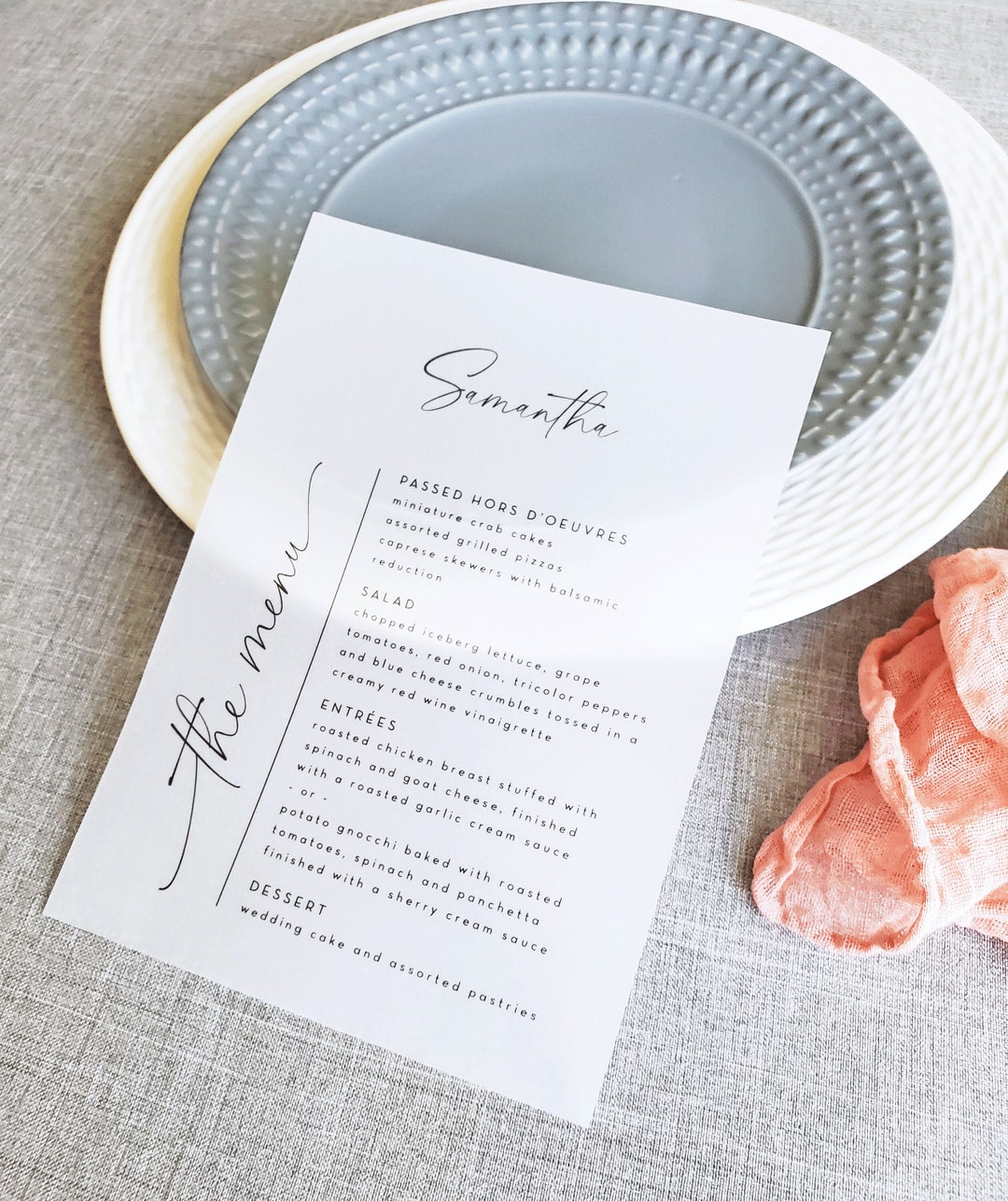 Clear Wedding Menus With Guest's Name - Custom Printed Modern Script ...