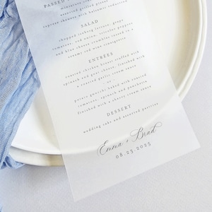 Vellum Wedding Menu With Place Card and White Wax Seal - Etsy