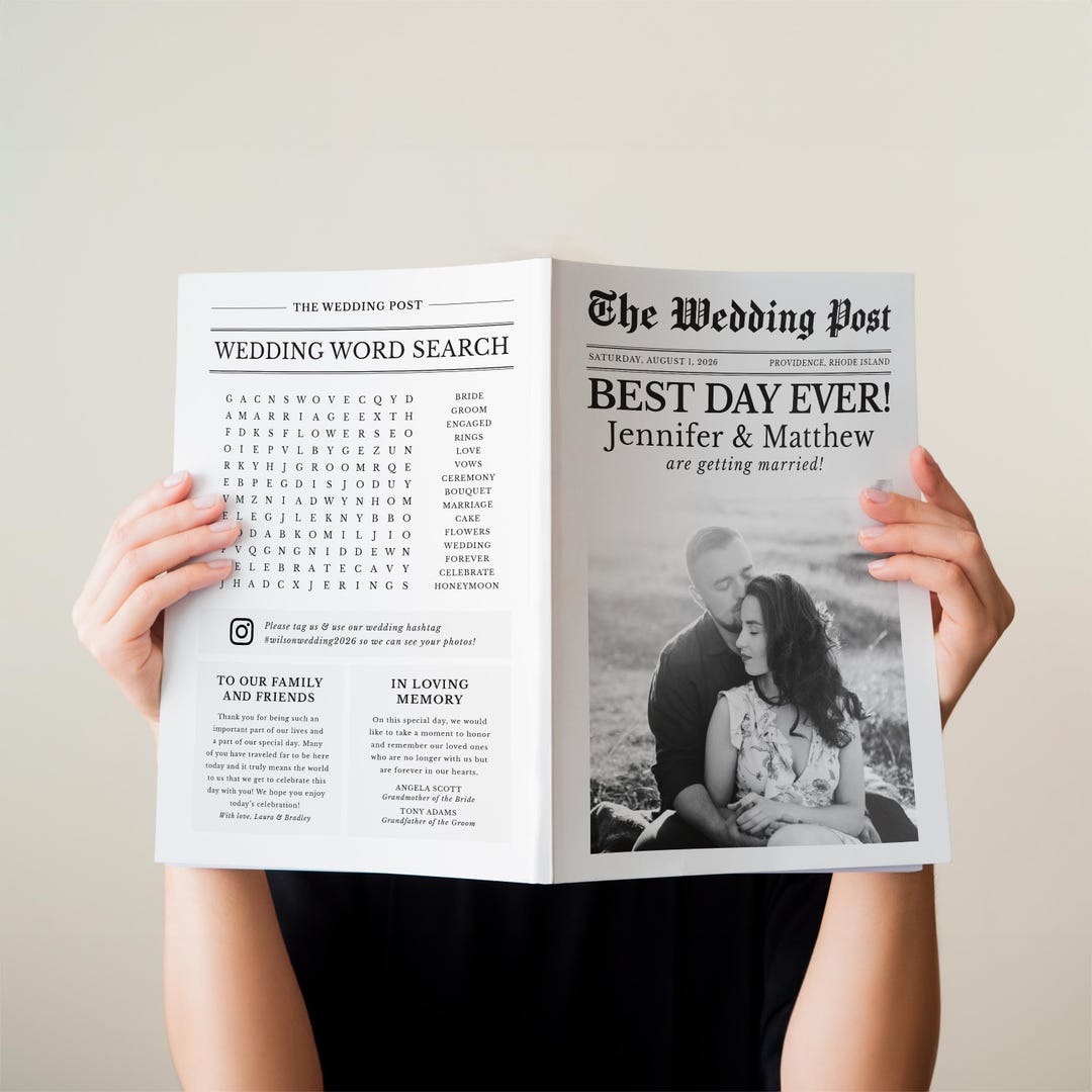 Printable Newspaper Wedding Program Template - the Wedding Post ...