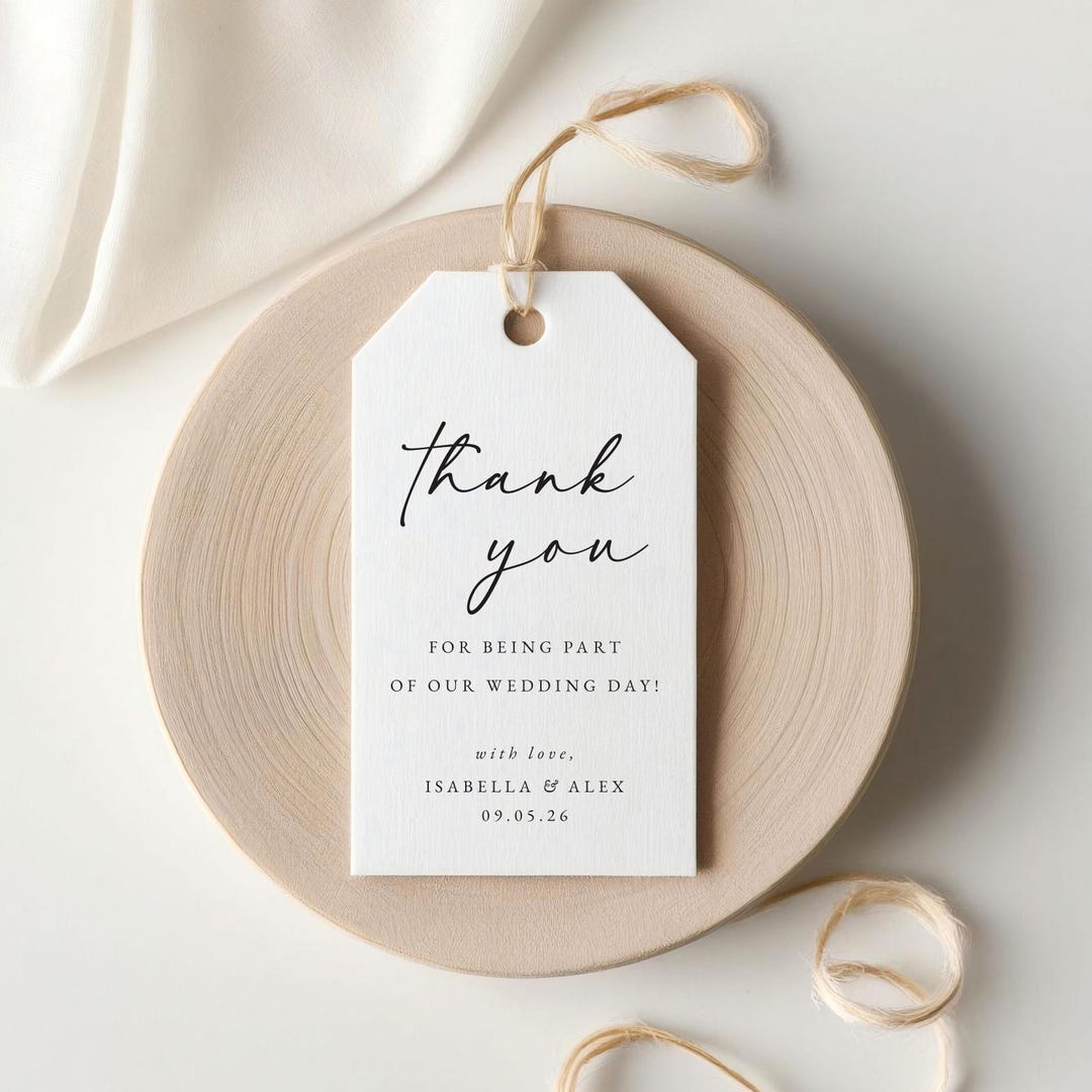 Editable Wedding Tag Template, Printable Favor Tags, Minimalist ...