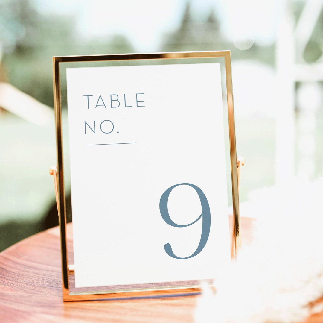 Printable Wedding Table Numbers Simple Modern Dusty Blue DIY Table ...