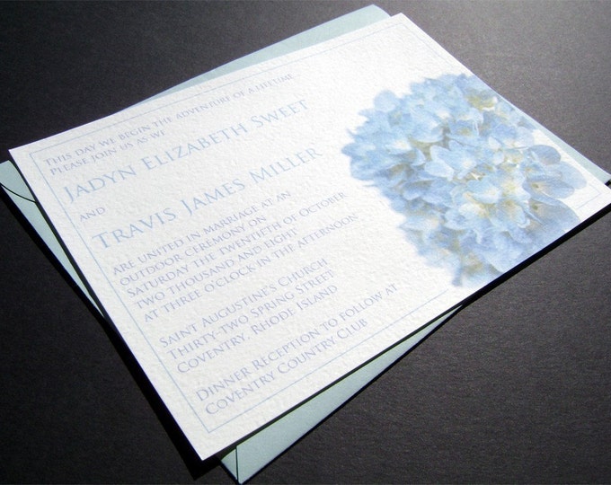 Blue Hydrangea Wedding Invitation sample - Etsy