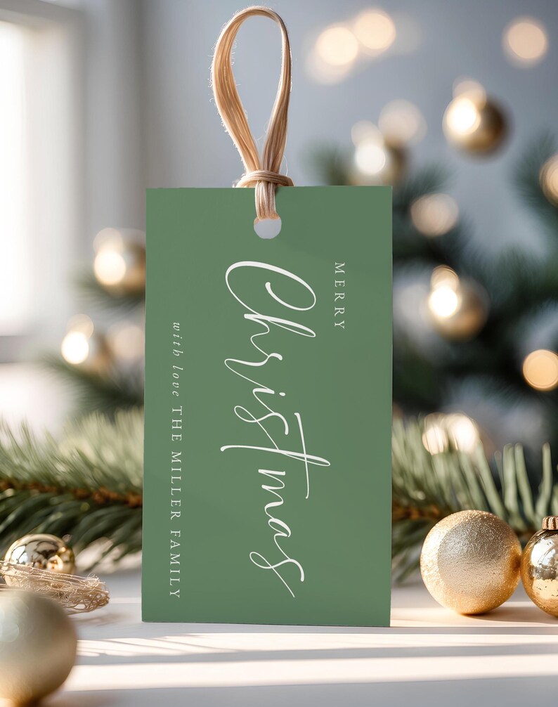 Printable Custom Holiday Gift Tags, Merry Christmas Tags, Minimalist ...