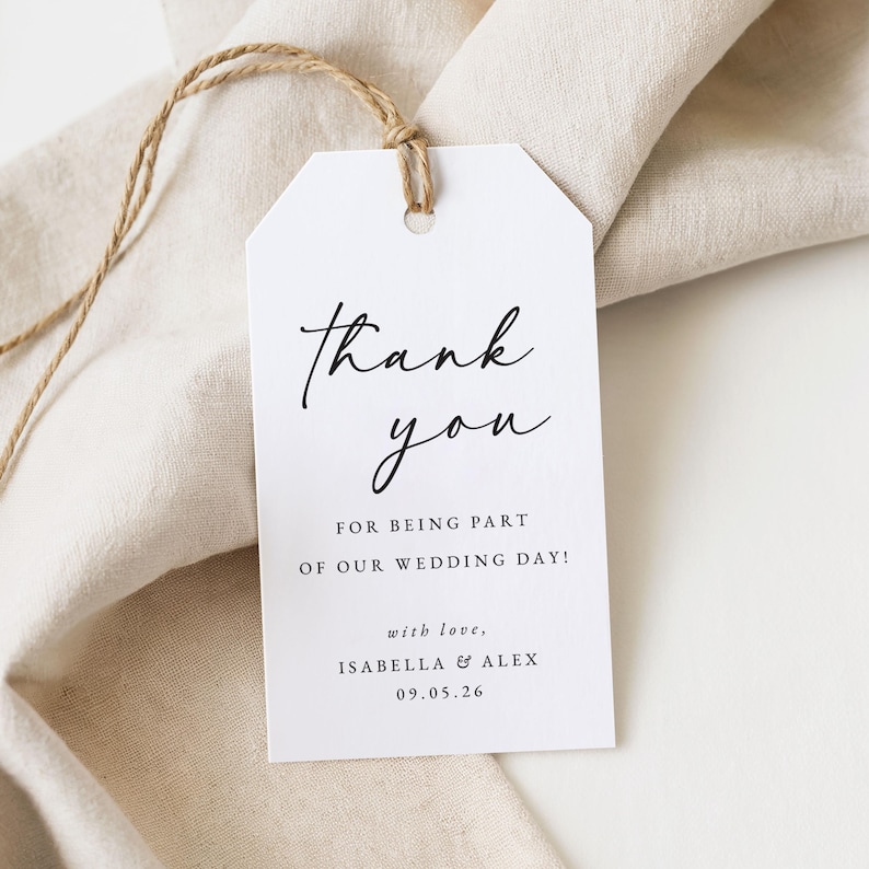 Editable Wedding Tag Template, Printable Favor Tags, Minimalist ...