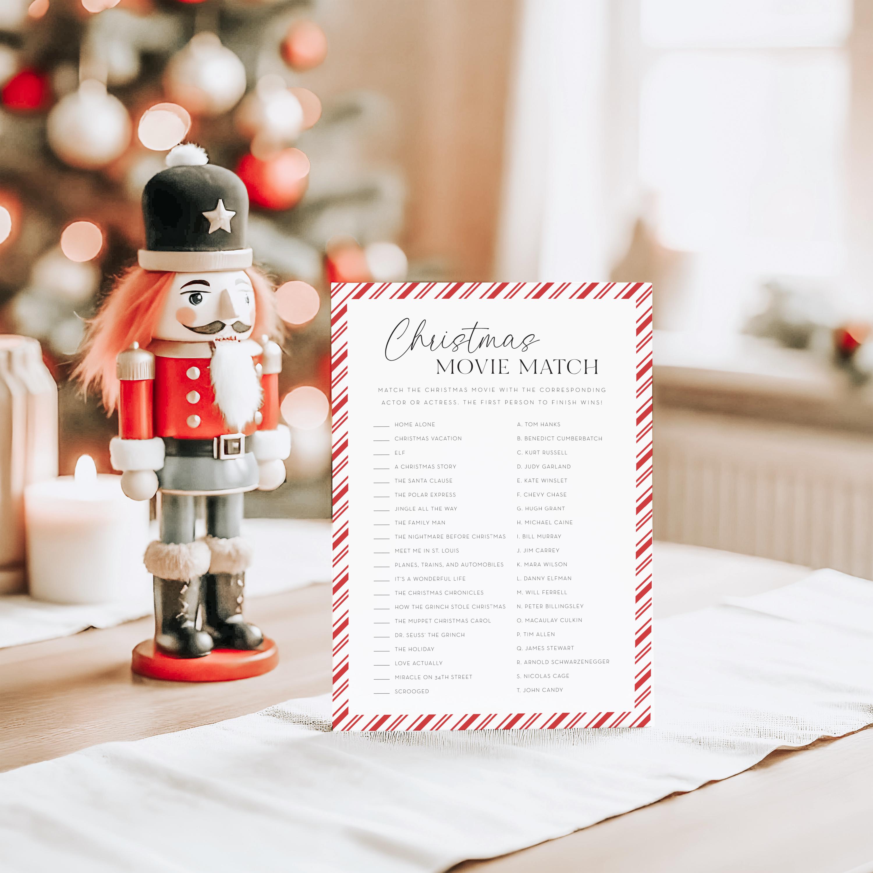 Printable Christmas Party Game, Movie Match Family Holiday Game - Etsy