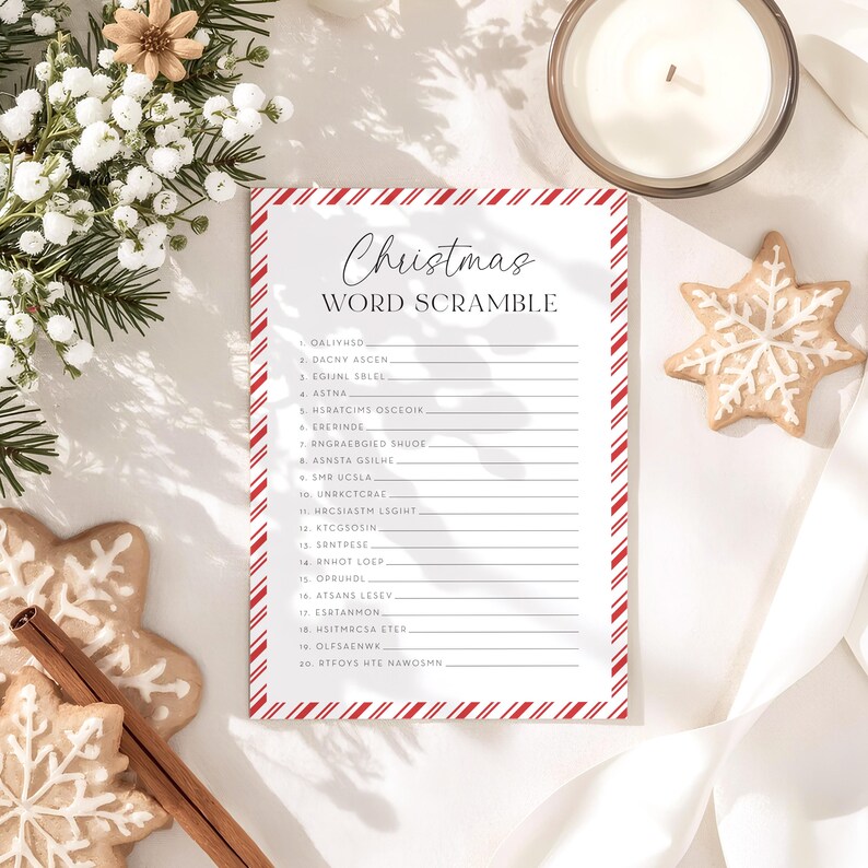 Christmas Word Scramble Game, Printable Family Holiday Party Games - Etsy