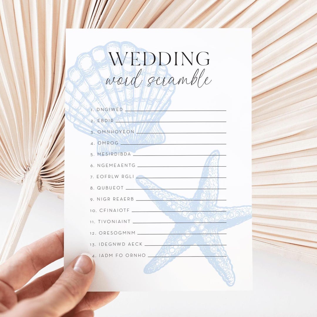Beach Wedding Word Scramble Game: Bridal Shower Activity (printable PDF ...