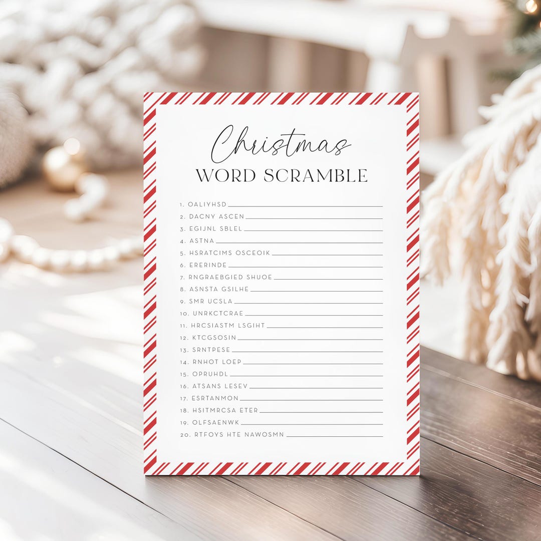 Christmas Word Scramble Game, Printable Family Holiday Party Games - Etsy