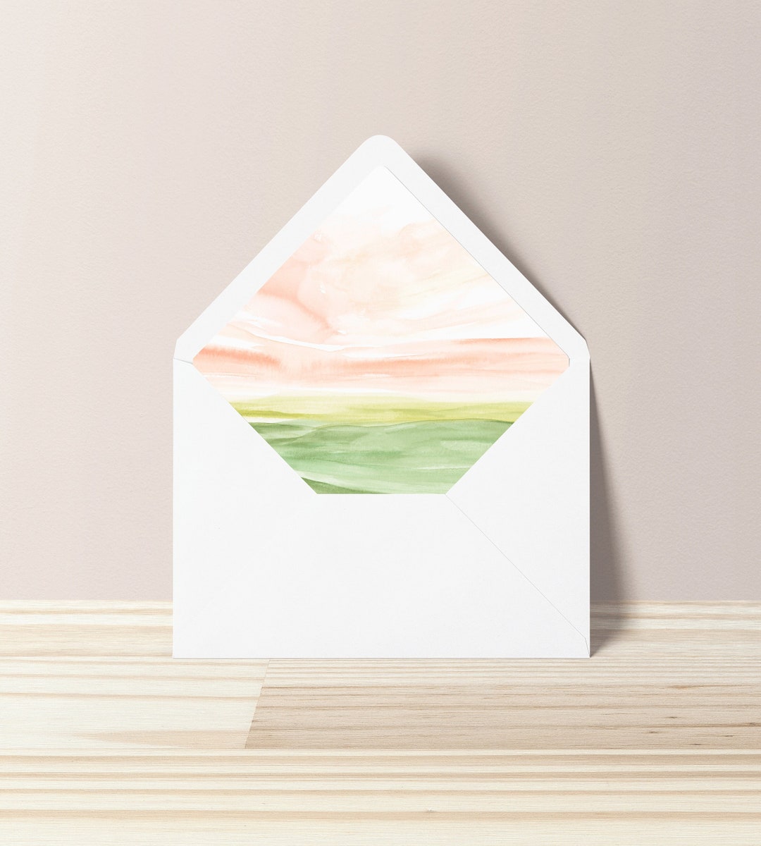 Lined Envelopes for Wedding Invitations Watercolor Sunset Outdoor ...
