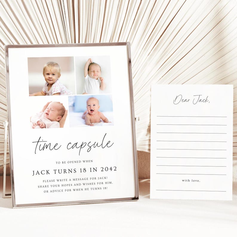 First Birthday Time Capsule Sign and Cards: Printable Keepsake (instant ...