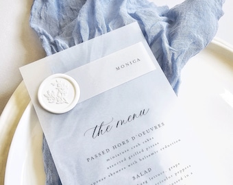 Translucent Vellum Script Wedding Menus place Card Not Included - Etsy