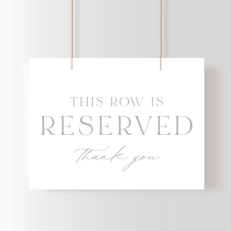 Simple Script Reserved Row Wedding Sign (digital Download) - Etsy