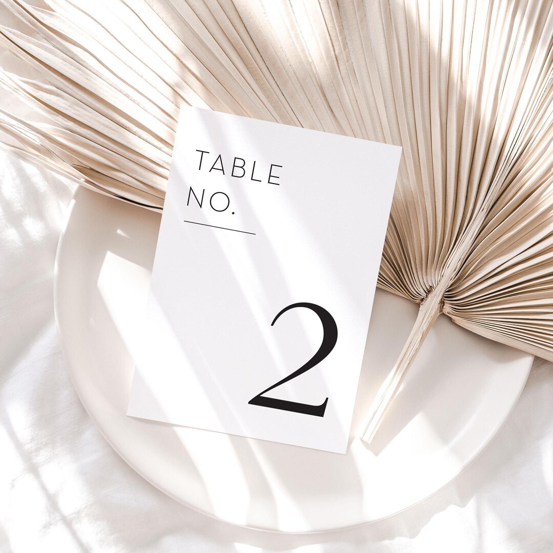 Printable Wedding Table Numbers Simple Modern Black DIY Table Numbers ...