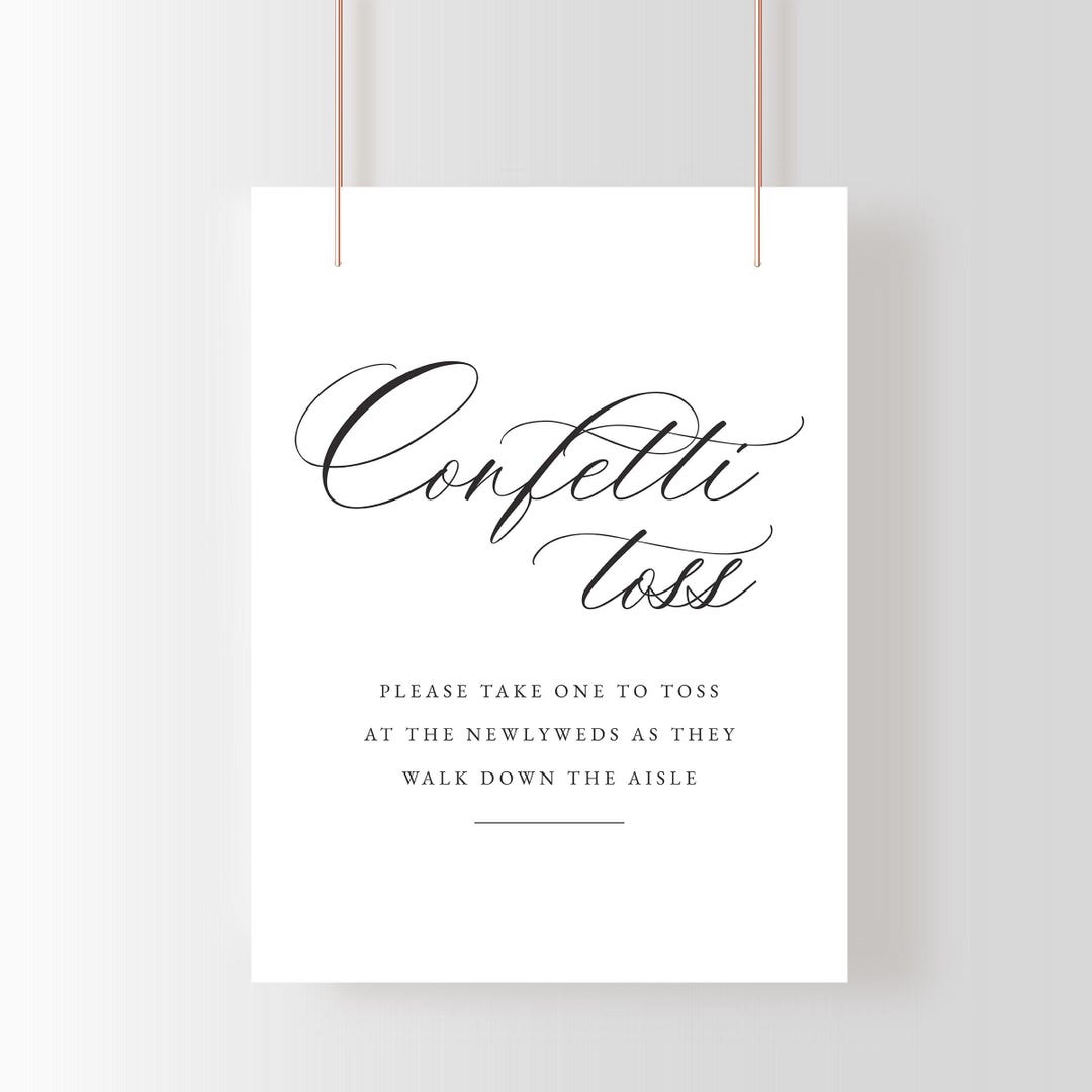 Printable Wedding Confetti Toss Sign DIY Minimalist Black Script ...