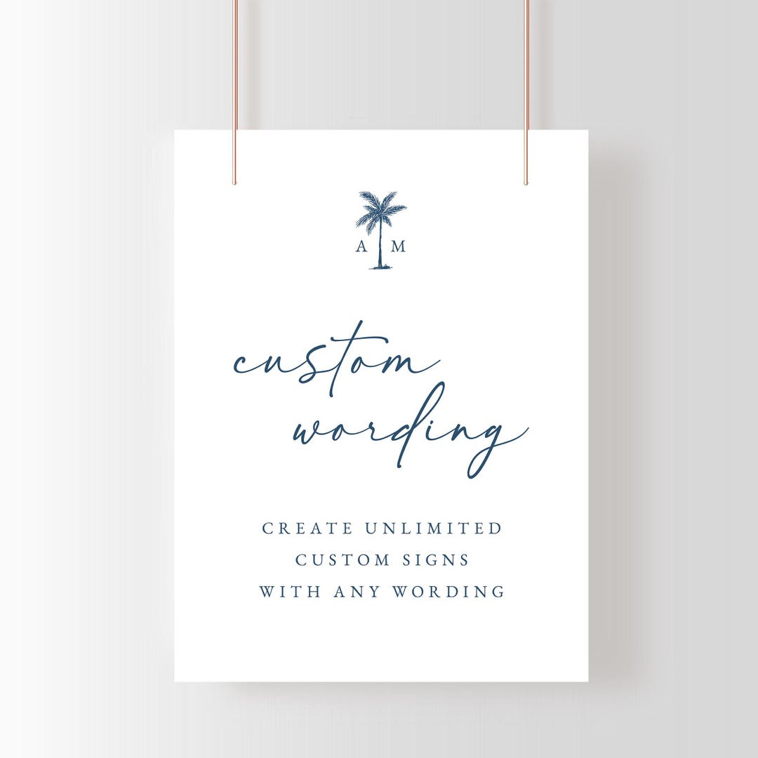 Palm Tree Wedding Sign Template: Custom Printable Wedding Reception ...