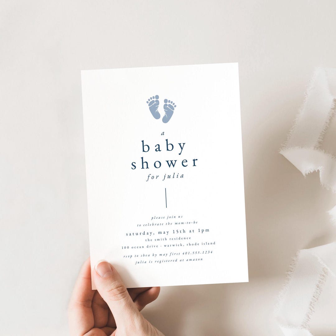 Baby Feet Shower Invitation Template: Blue or Pink (digital Download ...
