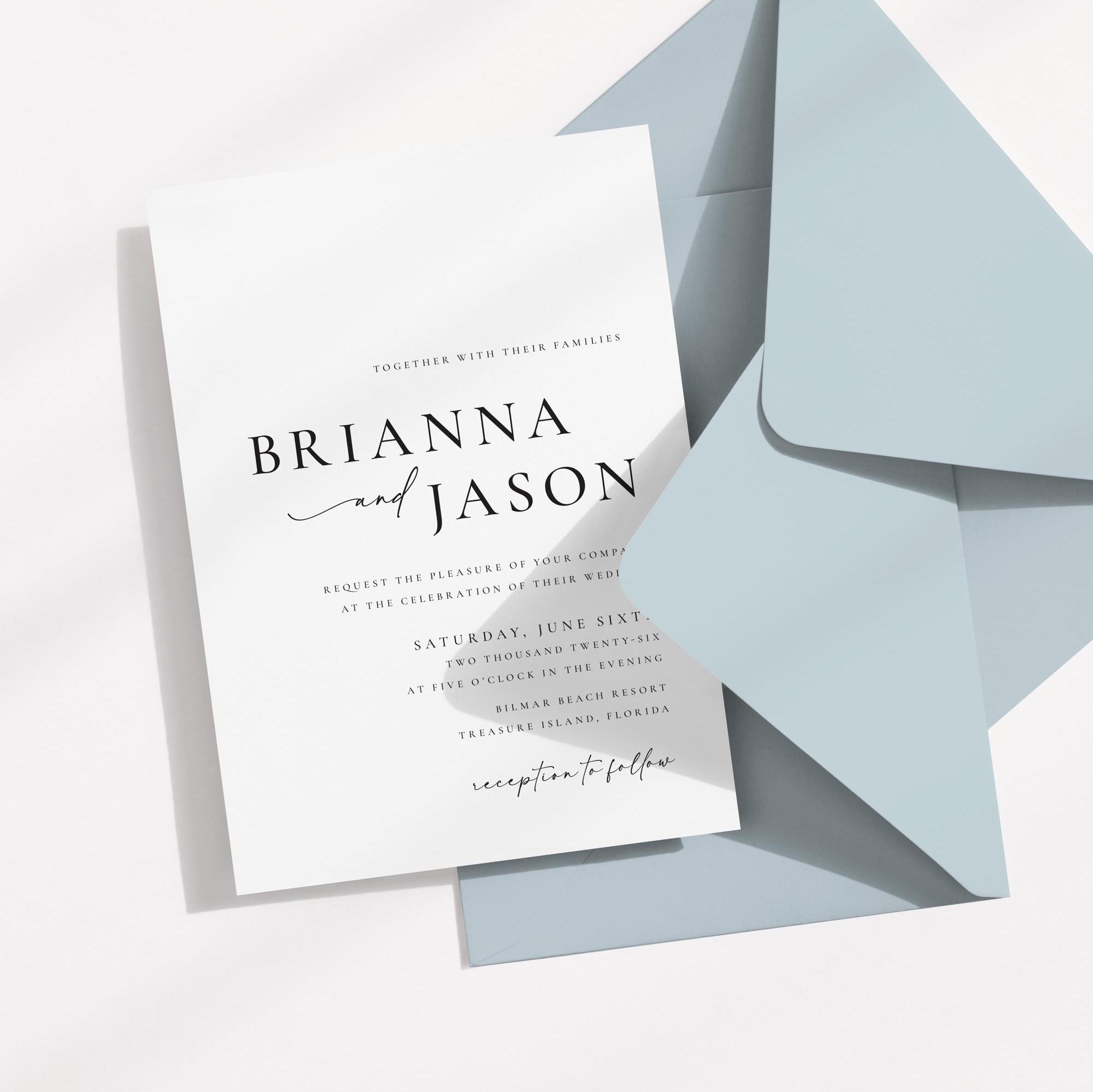 Minimalist Wedding Invitation Template: Black Calligraphy (editable ...