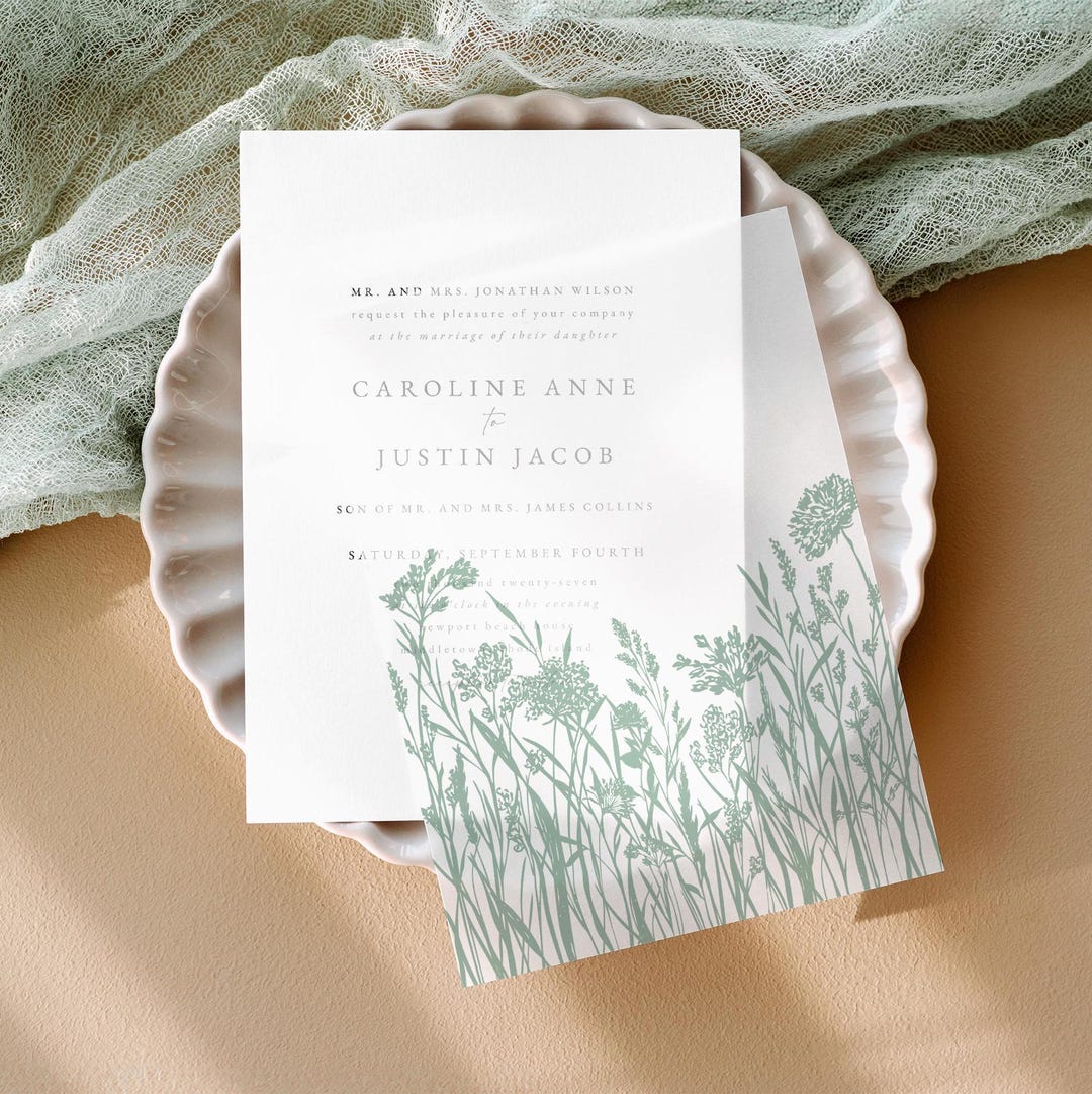 Wildflower Vellum Overlay: 5x7 Wedding Invitation Insert - Etsy