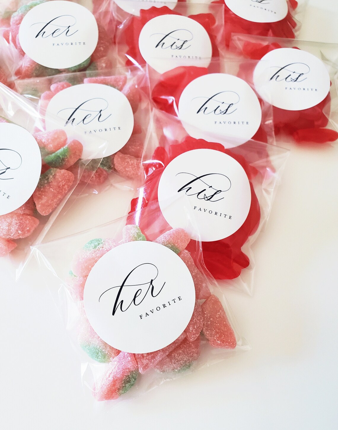 Wedding Candy Favor Bag STICKERS His Favorite Her Favorite - Etsy