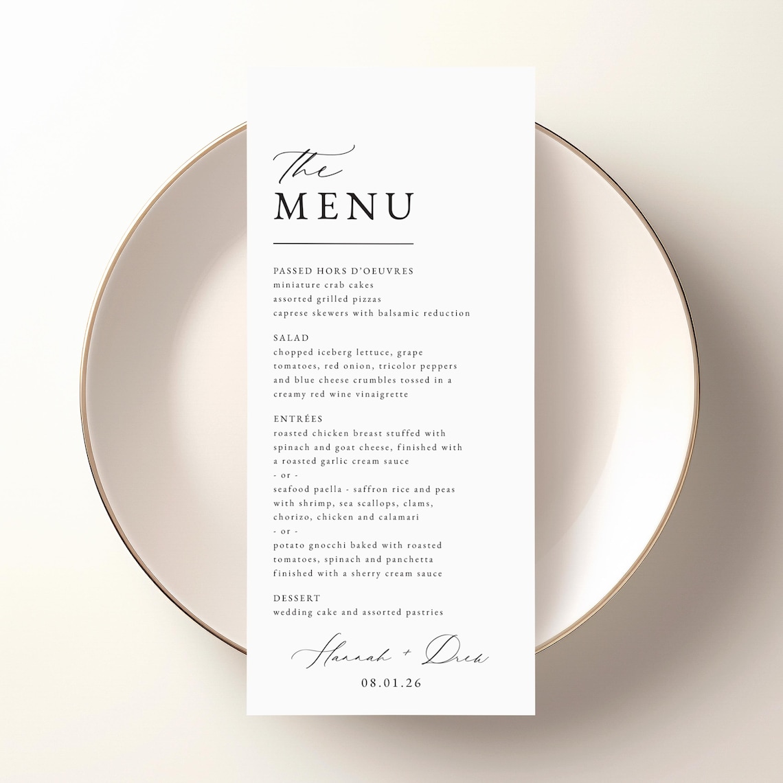 Wedding Menu & Thank You Card, Printed Wedding Menus, Minimalist Black ...