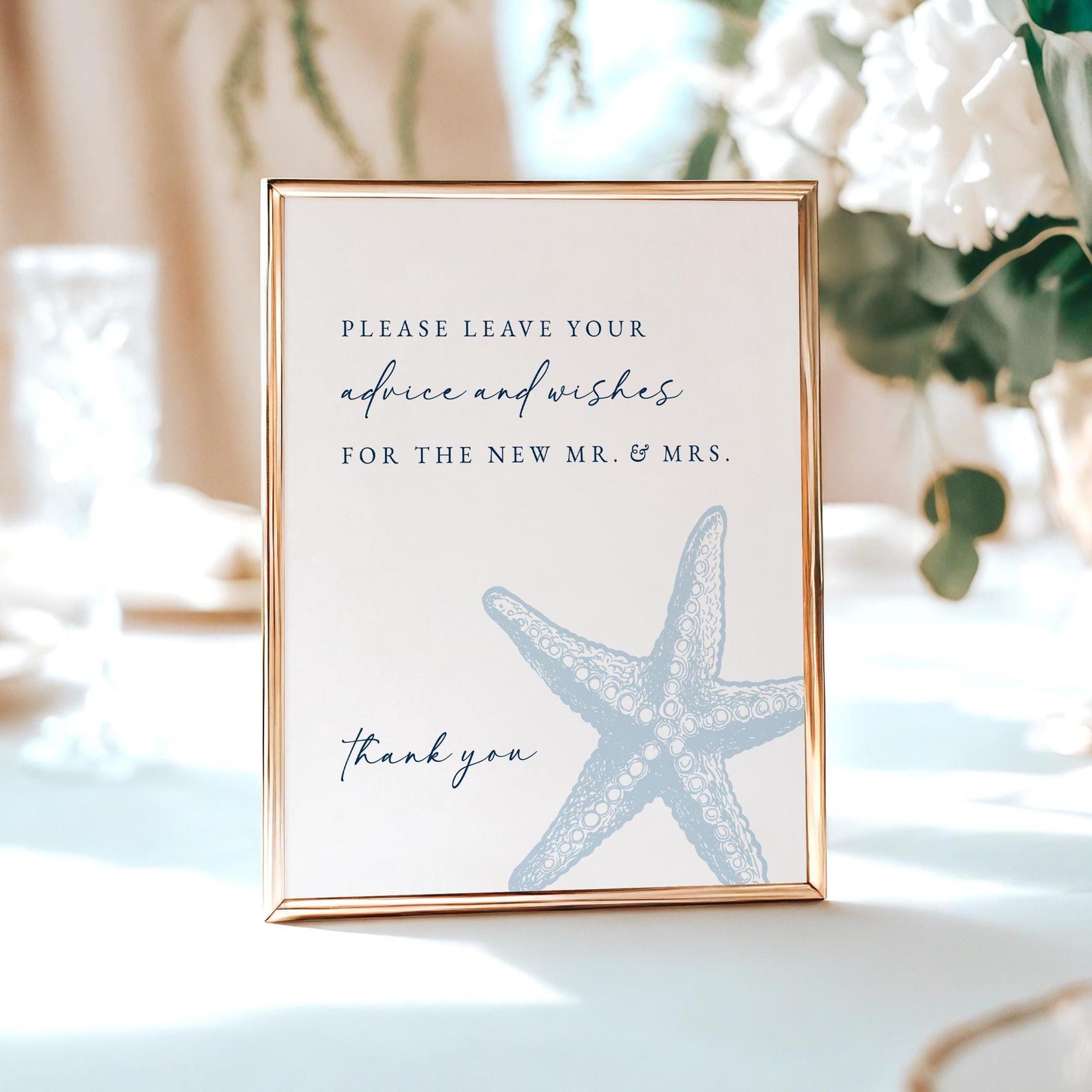 Beach Wedding Advice Cards: Starfish & Shell Guest Book Alternative ...