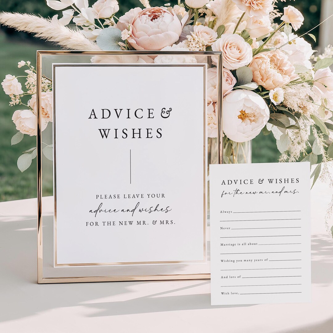 Wedding Advice Cards & Sign: Modern Guest Book Alternative (digital ...