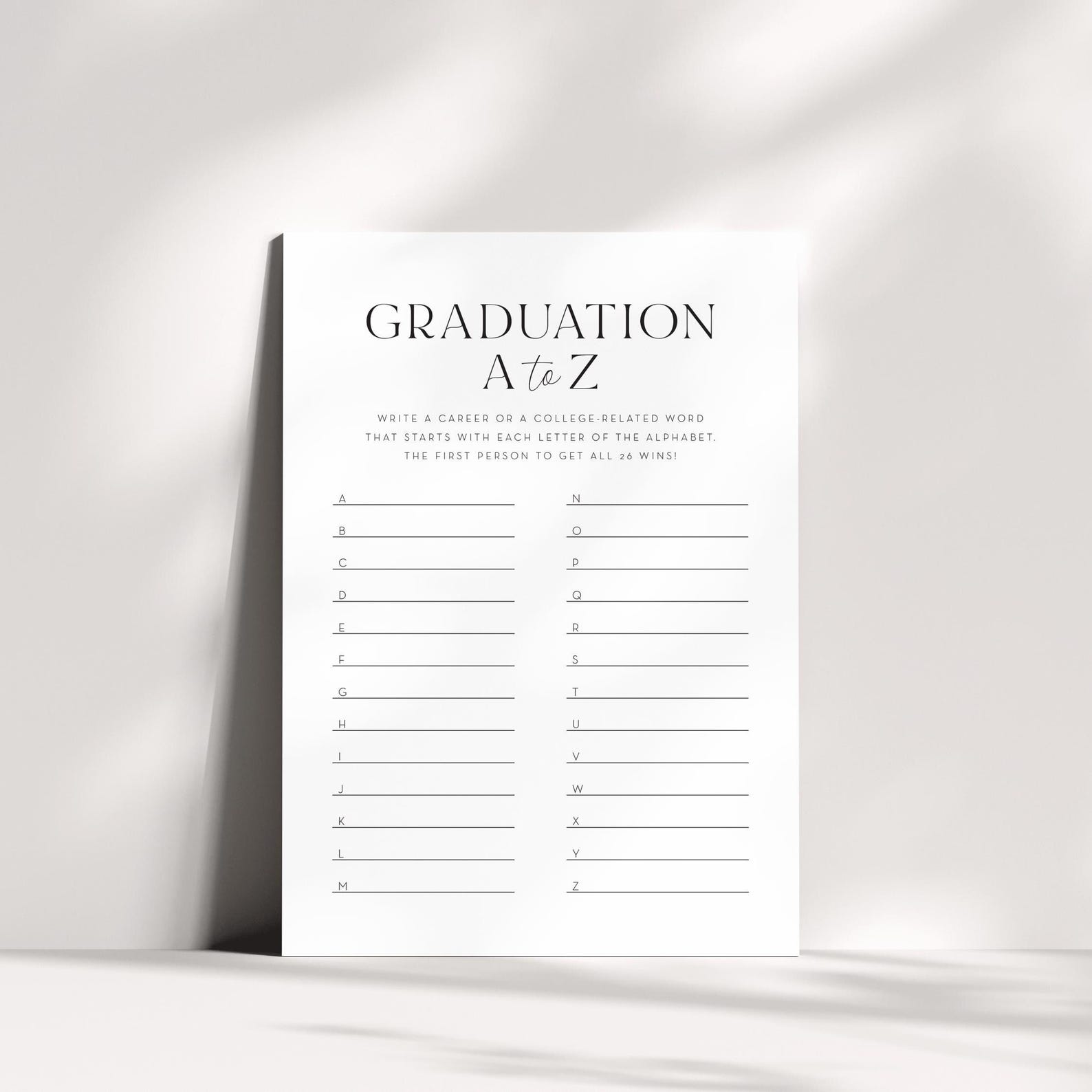 Graduation A to Z Game: Fun Grad Party Activity (digital Download) - Etsy