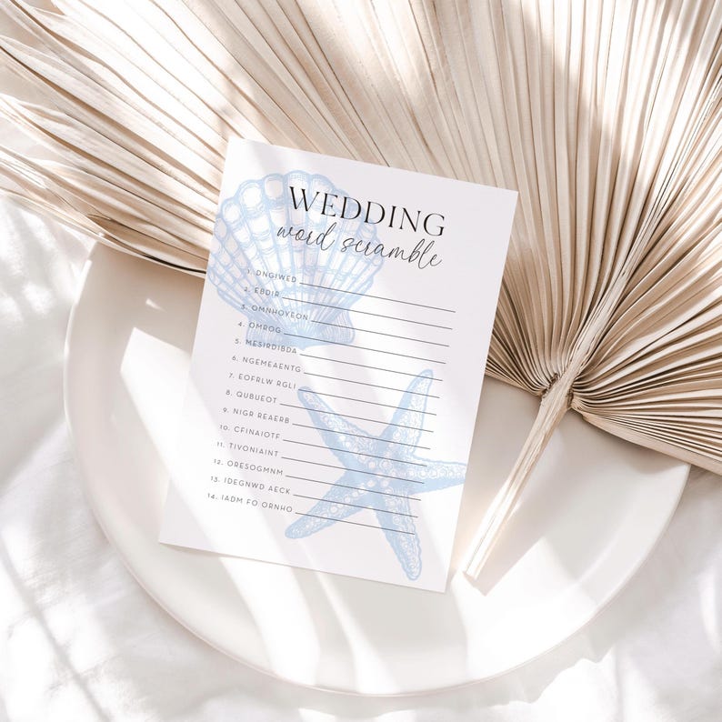 Beach Wedding Word Scramble Game: Bridal Shower Activity (printable PDF ...