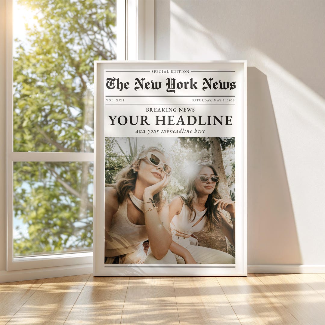 Custom Newspaper Print, Friend Birthday Gift, Christmas Anniversary ...