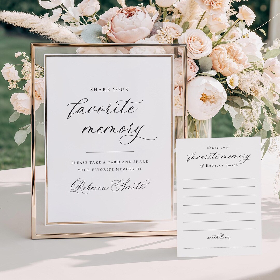 Share A Memory Sign and Card Template - Printable Funeral Favorite ...