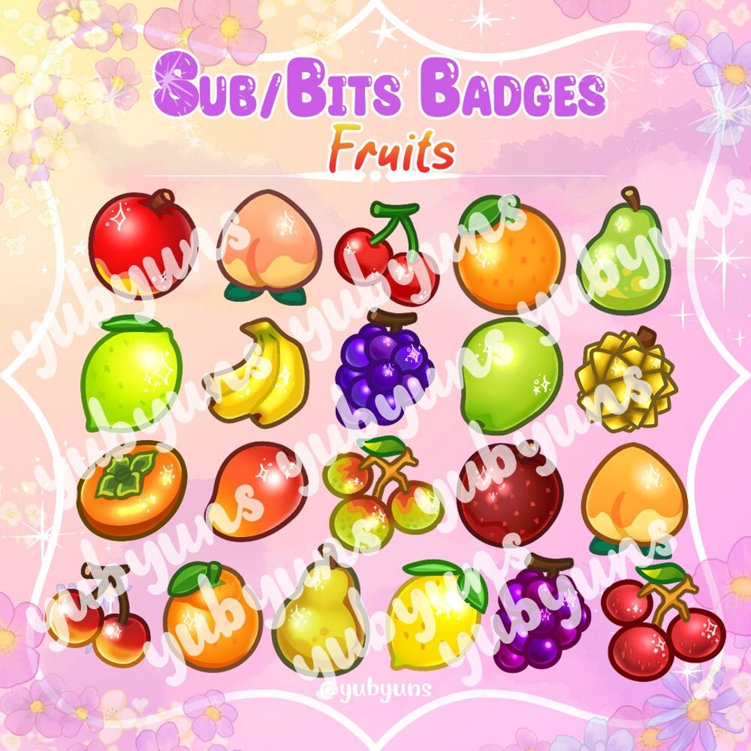 21 Cute Kawaii Fruits Animal Crossing Inspired Bit / Sub Badges ...