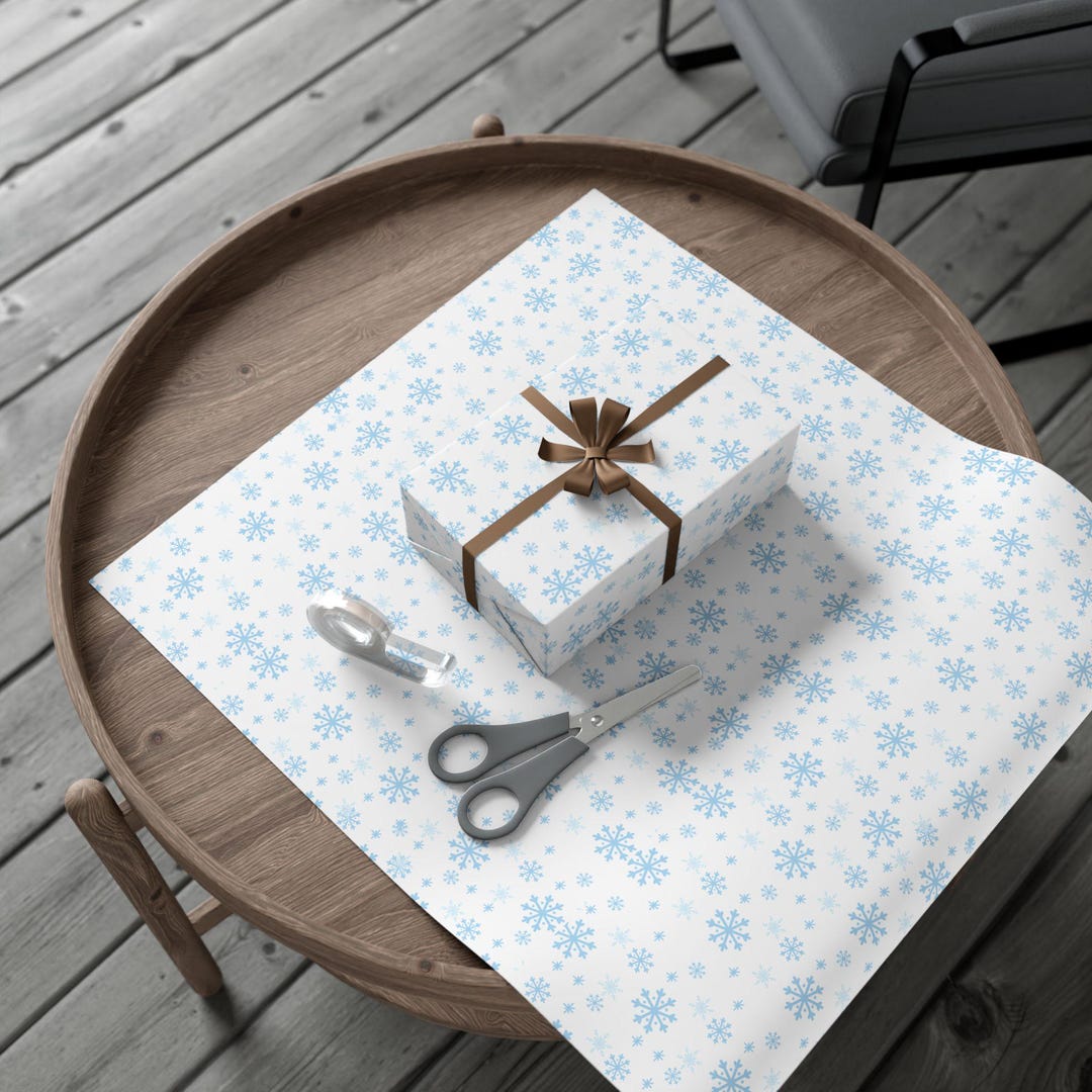 Blue Snowflake Pattern Gift Wrap Paper | Winter Holiday Wrapping Paper ...