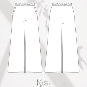 Wide Leg Pants Pattern, Women Pants Pattern, Illustrated Instruction, Elastic Waistband, High ...