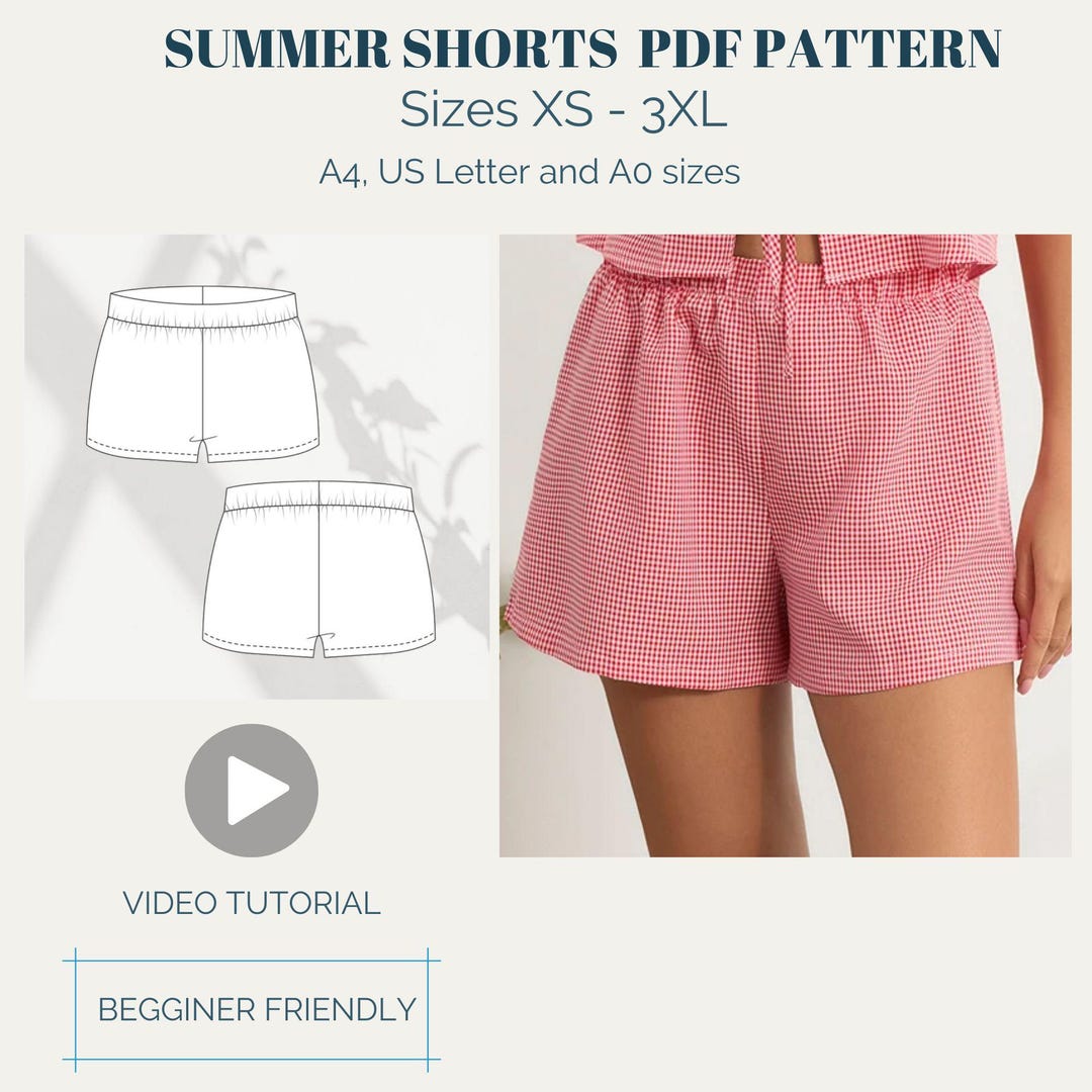 Summer Shorts Pattern, Women Shorts Pattern, Illustrated Instruction ...