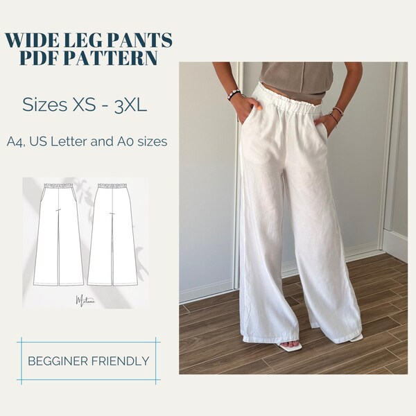 Wide Leg Pants Pattern - Etsy