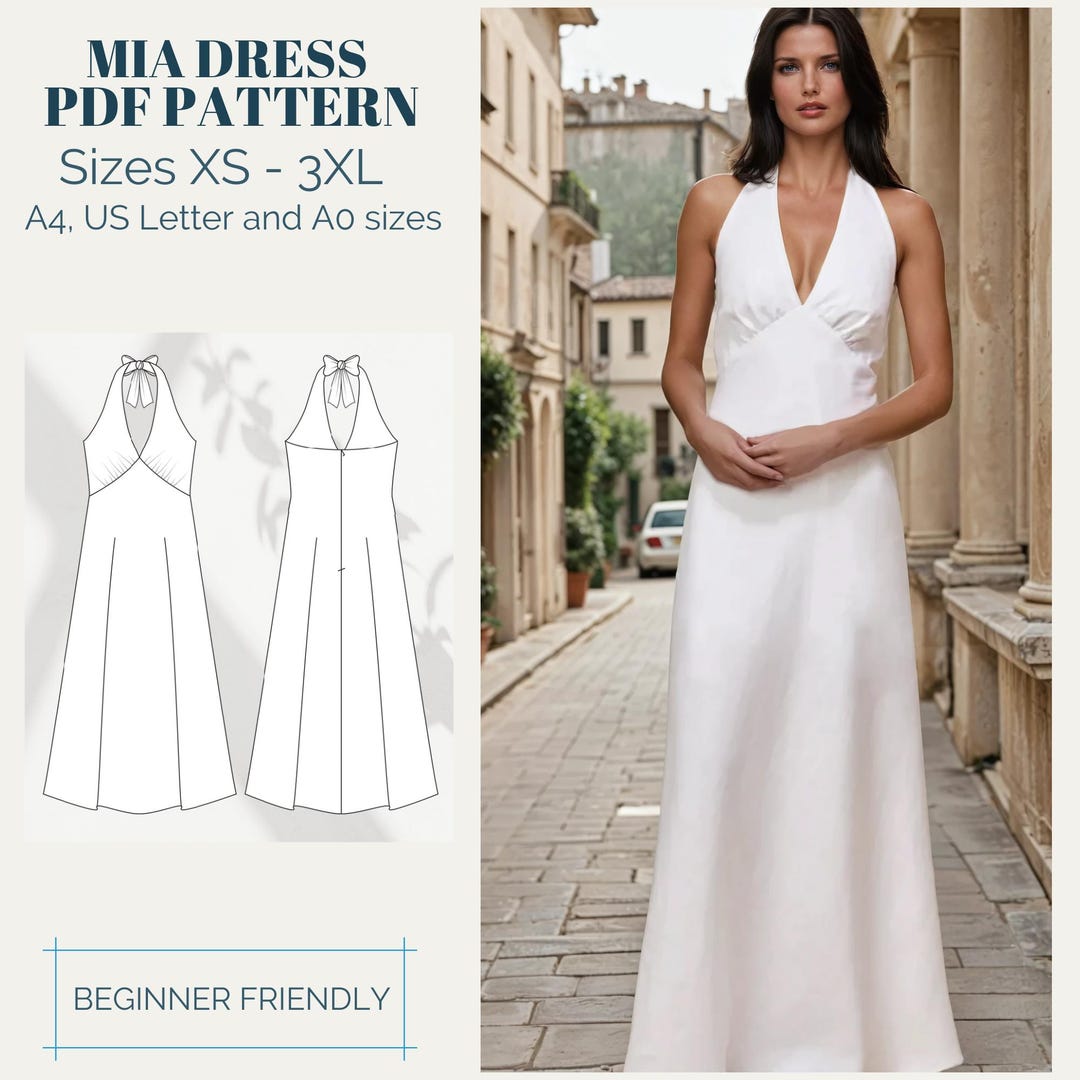 Mia Long Dress Pattern,woman Digital Sewing Pattern, Instant Download ...