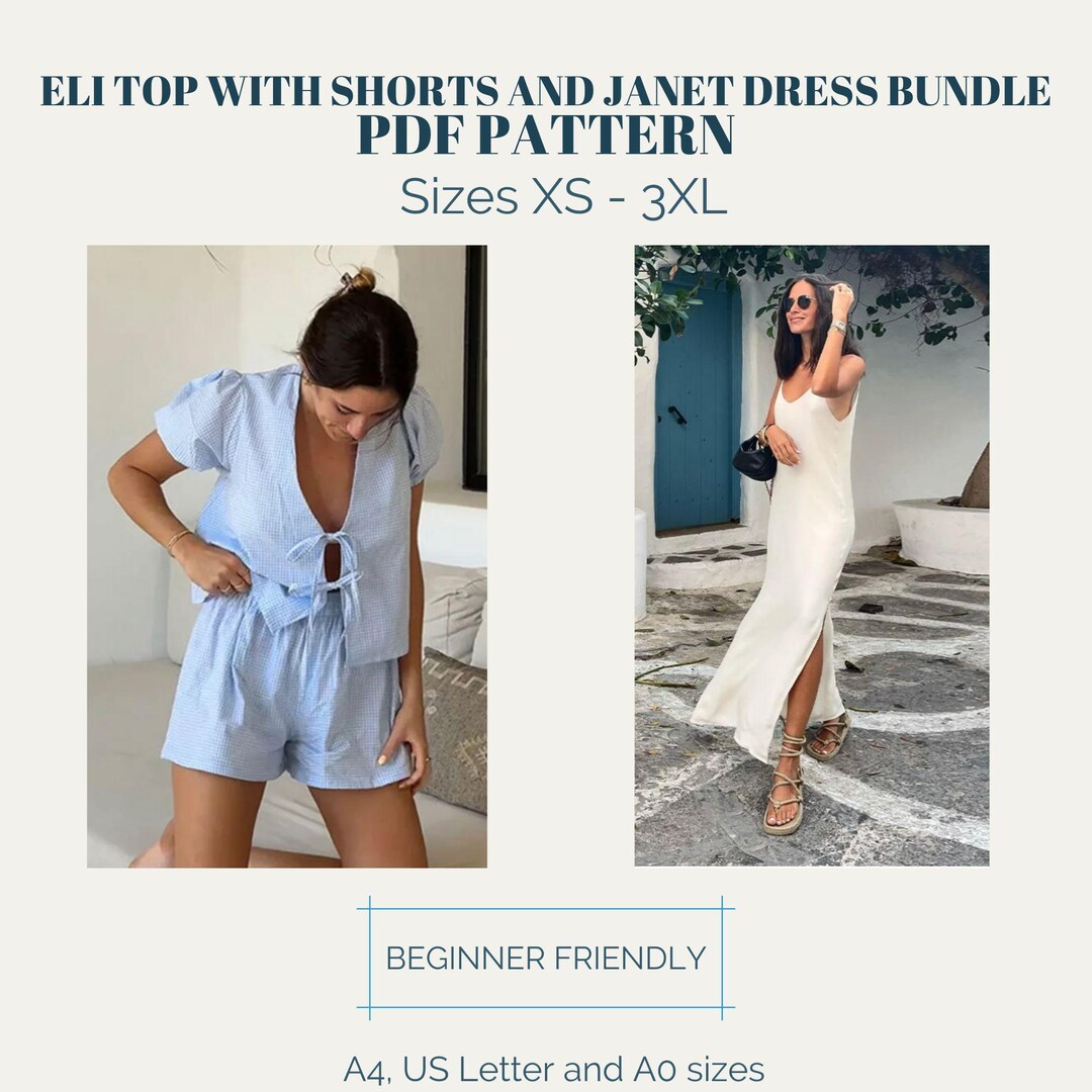 Puffed Sleeve Top and Janet Dress Bundle, Digital Sewing Pattern ...