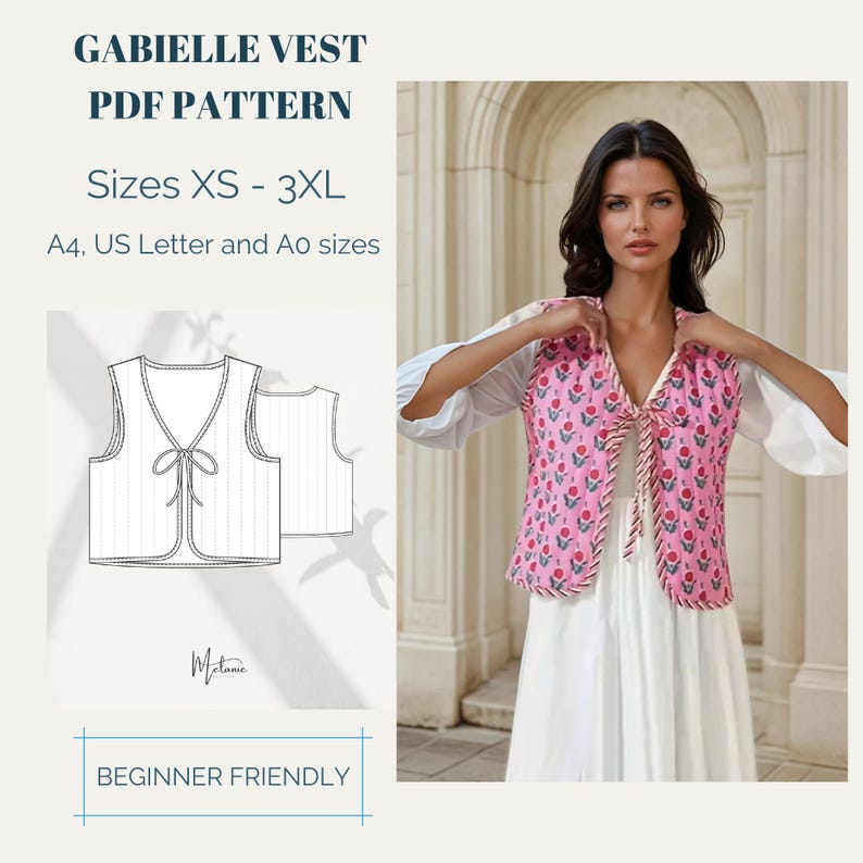 Pre-quilted Vest Sewing Pattern: Woman's Sleeveless Design (XS-XXXL ...
