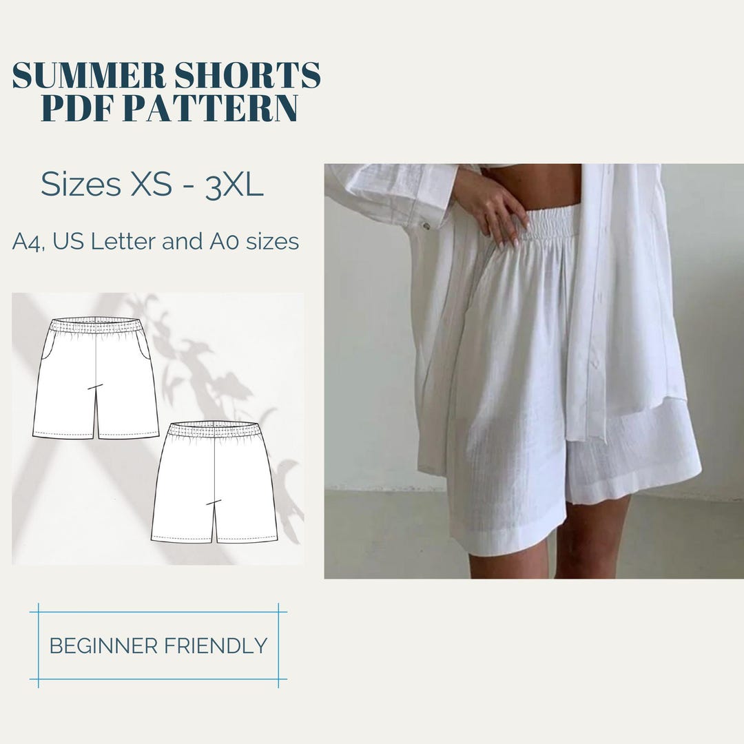 Wide Leg Shorts Pattern, Women Shorts Pattern, Illustrated Instruction ...