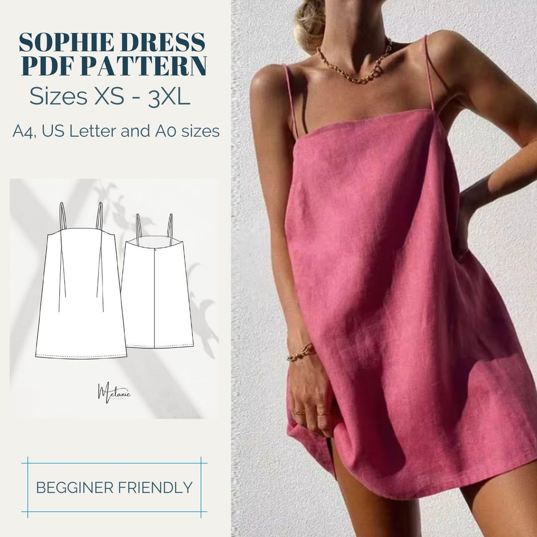 Mini Dress Pattern, Woman Digital Sewing Pattern, Instant Download, XS ...