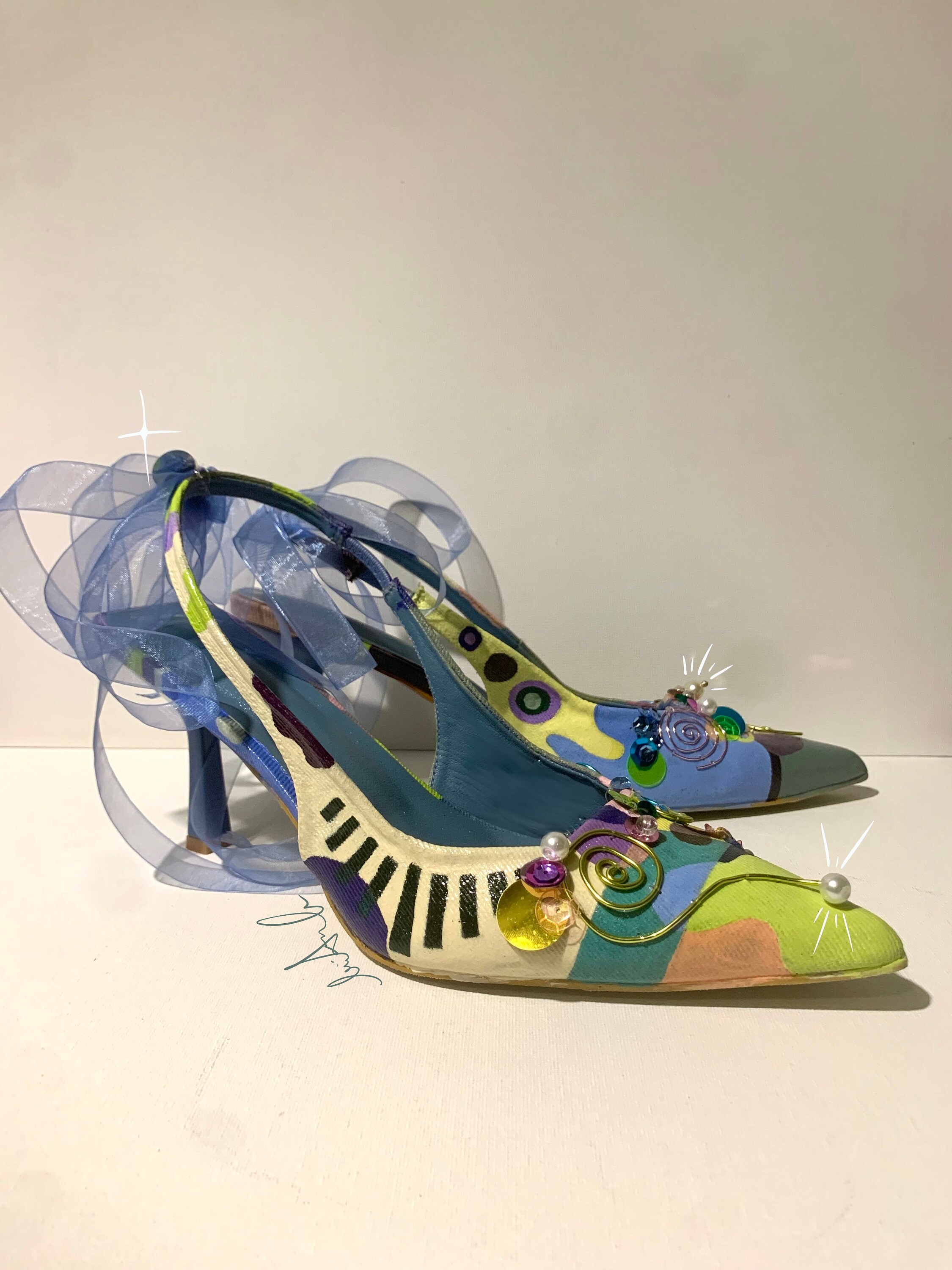 Lemon Pepper Steppers — “anything for You” Multicolor Sligback Heels - Etsy