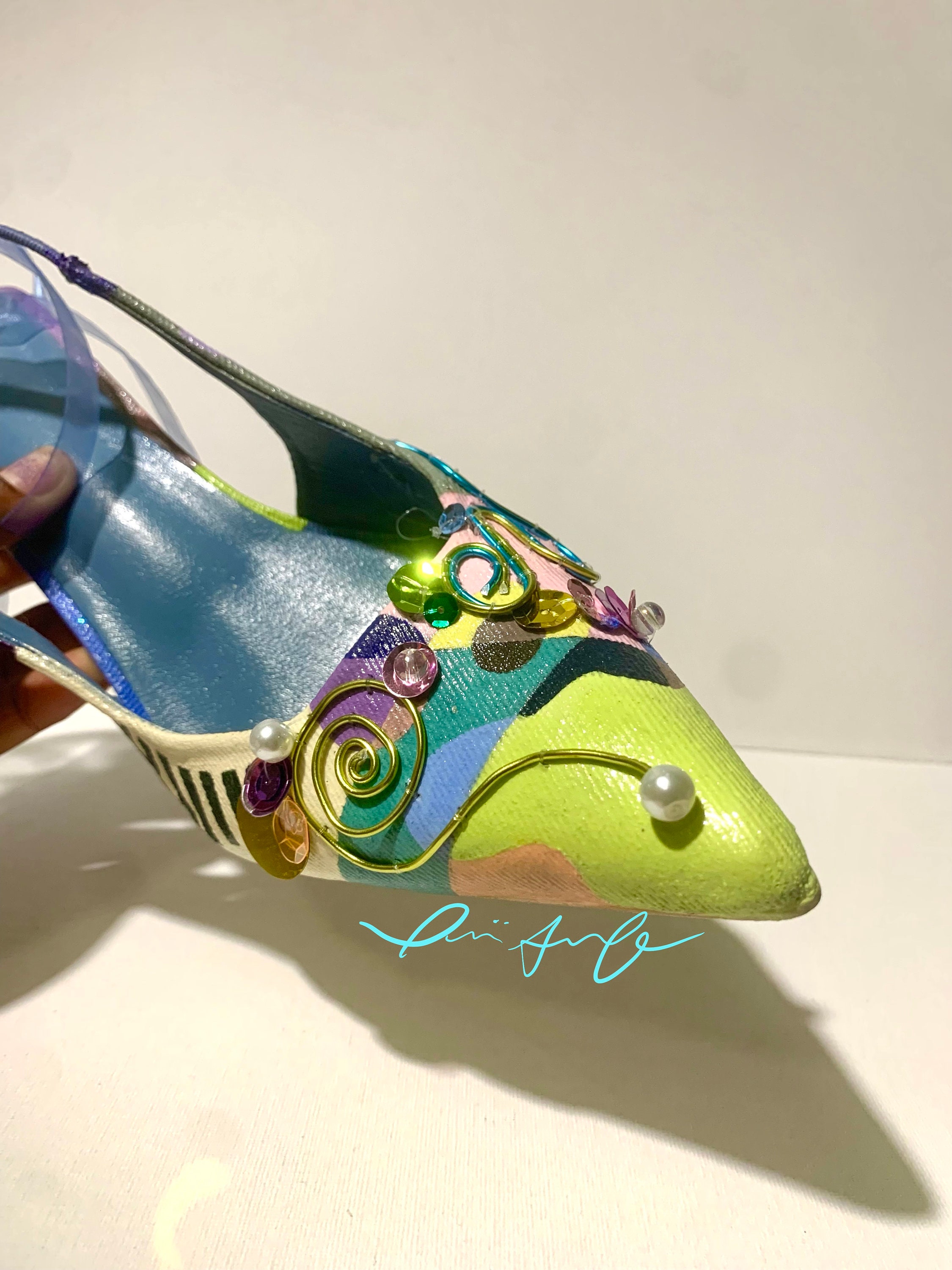 Lemon Pepper Steppers — “anything for You” Multicolor Sligback Heels - Etsy