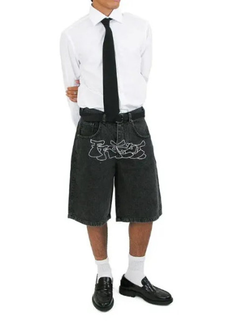 Mens Baggy Denim Shorts Y2k Mens Star Embroidery Oversized Shorts Etsy
